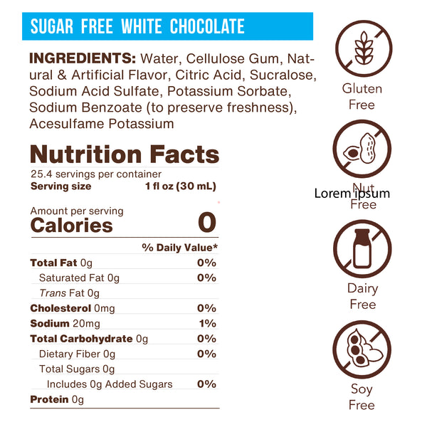 Sugar Free White Chocolate Flavoring Syrup (case of 6 750mL bottles ...
